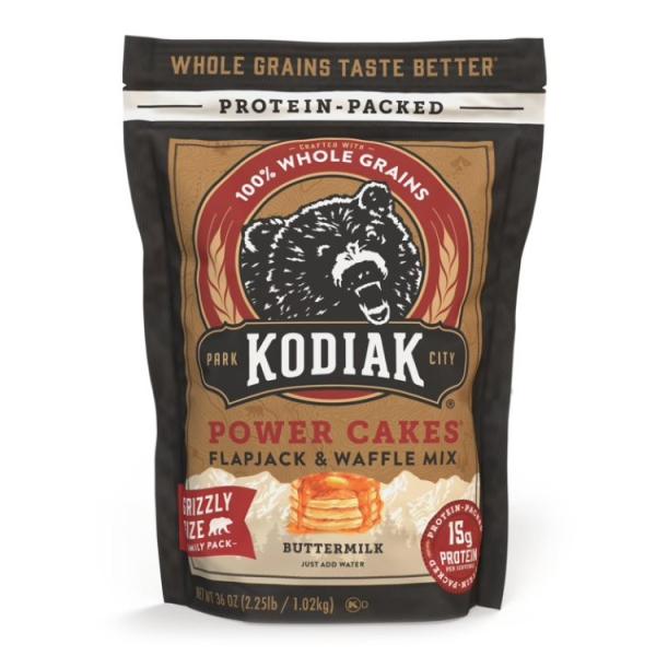 コディアック グリズリーサイズ パワーケーキ バターミルク パンケーキ＆ワッフルミックスは、朝食にしっかりとした満足感を求める方に向けたミックスです。全粒穀物100％とバターミルクを使用し、素材の風味を生かした味わいに仕上げられています。1...