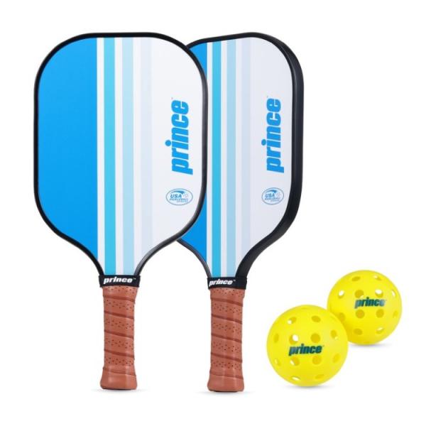 Prince 5点 ファイバーグラス ピックルボールセット グリーン。USA Pickleball認定のファイバーグラス製パドル2本、屋外用ピックルボール2個、持ち運びに便利なクリアバックパック1個が含まれたセットです。耐久性、快適性、オー...