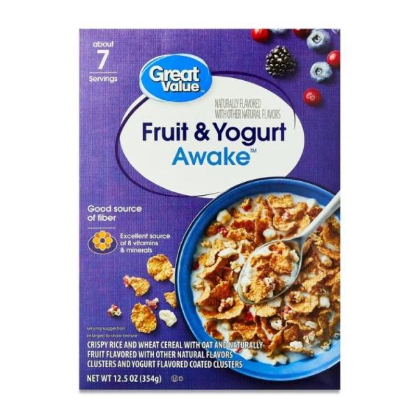 グレートバリュー フルーツ＆ヨーグルト クラスター アウェイクシリアルは、米や全粒小麦、フルーツ風味のオート麦、ヨーグルト風味のコーティングが施されたクラスターをミックスした、サクサク食感が楽しいシリアルです。 1食あたり約210kcal、...