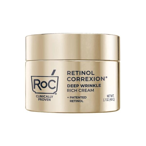 RoC ロック レチノールコレクション ディープリンクル リッチクリームは、ピュアRoCレチノールとヒアルロン酸を配合した高保湿クリームです。肌に素早くなじみ、48時間続くうるおいを与えて、乾燥による小ジワを目立ちにくく整えます。使い続ける...