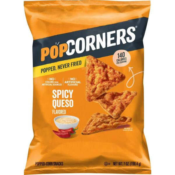 ポップコーナーズ ポップドコーンチップス スパイシーケソ味 198g ポップ製法で仕上げた軽い食感のコーンチップスに、スパイシーケソ風味を合わせたフレーバータイプです。チェダーのコクにペッパーのアクセントを加えた、なめらかでほどよい辛さが楽...