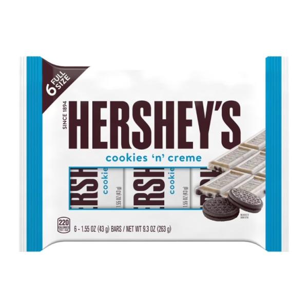 HERSHEY'S（ハーシー）クッキー＆クリーム キャンディーバーは、なめらかなホワイトチョコレート風味にサクサクのクッキークランチを練り込んだ、人気の高いスイーツバーです。本商品は、1本あたり約44g（1.55オンス）のバーが6本入った便...