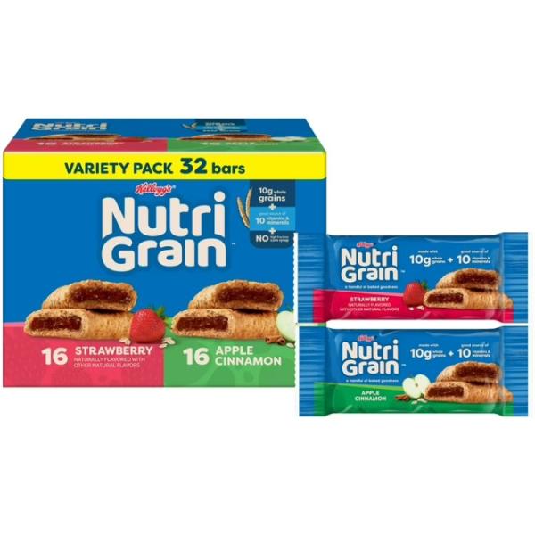 Nutri-Grain の朝食バーは、焼きたてのおいしさを手軽に味わえる頼れる一品です。全粒穀物 10g を使用した、シンプルでおいしいこのバーは、家族全員が一日を元気に過ごせるように力を与えてくれます。このバラエティパックには、ストロベリ...