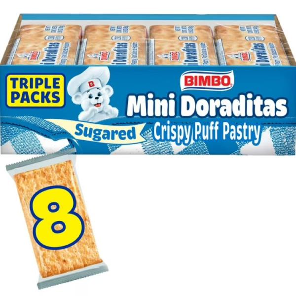 サクサクとしたパイ生地に甘い砂糖の風味を合わせたクリスピーなペストリーのマルチパックです。持ち運びしやすいトリプルパックが8袋入っており、そのまま食べられるおやつやランチボックス用スイーツとして、日常の間食やストックに便利です。