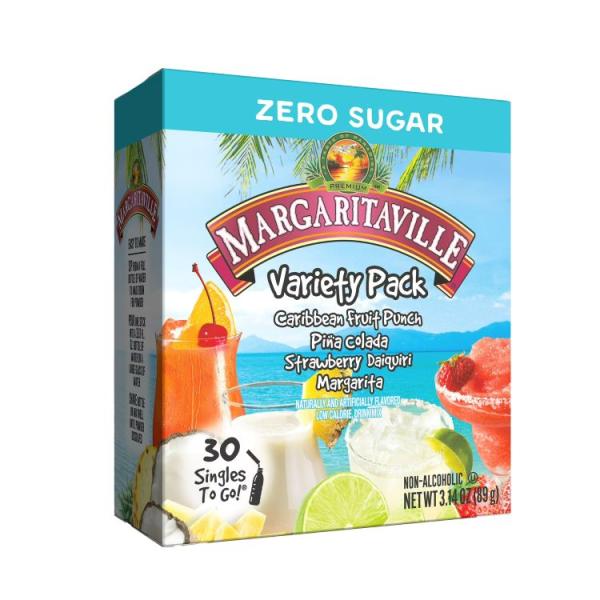マルガリータビル シングルズ トゥ ゴー ドリンクミックスは、マルガリータ風味が楽しめるノンアルコールの粉末飲料です。 カリビアンフルーツパンチ、ピニャコラーダ、ストロベリーダイキリ、マルガリータの4種のフレーバーがセットになっています。 ...