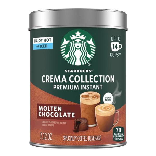 プレミアムインスタントコーヒー：スターバックス クレマコレクション プレミアムインスタントモルテンチョコレートの泡立った食感をお楽しみください。カフェで淹れるのと同じ高品質の100％アラビカ豆を使用しています。指示通りに淹れると最大14杯分...