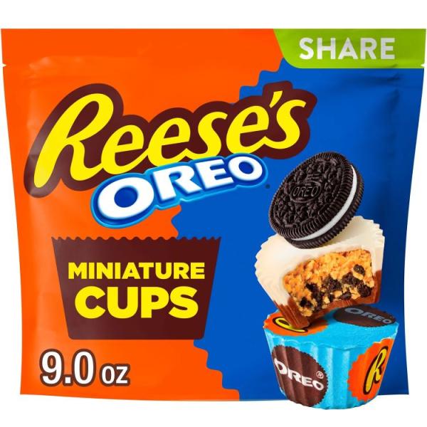 REESE'S OREOミニチュアミルクチョコレートとホワイトクリームピーナッツバターカップキャンディーの9オンスシェアパック1個入りスポーツイベント、ゲームナイト、パーティー、映画などでおいしいスナックが必要なときに、ホワイトクリームとミ...