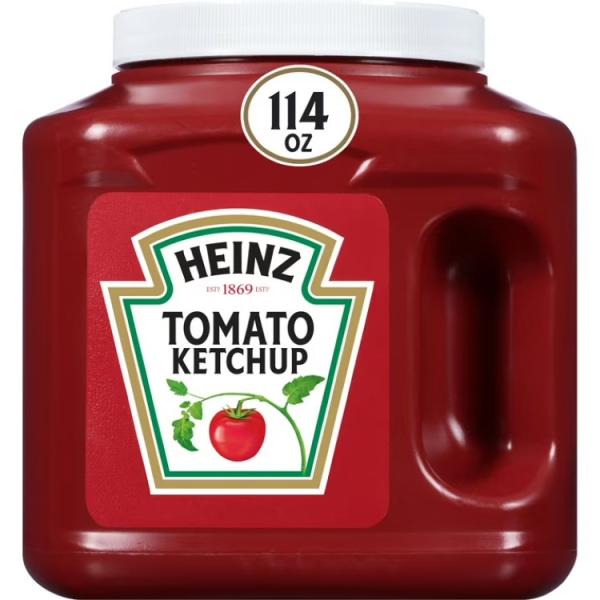 ハインツ トマトケチャップ 3.23kgジャー。完熟赤トマトを使用した濃厚でコクのある味わい。チキンサンドやハンバーガー、ホットドッグ、チキンストリップやナゲットのディップなどにおすすめです。業務用にも便利な大容量サイズ。グルテンフリー。