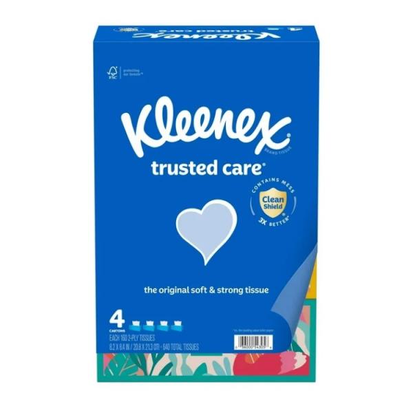 クリネックス トラステッドケア ティッシュペーパー 2枚重ね 160組 × 4箱（合計640組）は、毎日の暮らしに寄り添う定番のフェイシャルティッシュです。クリネックスならではの、やわらかさとしっかりとした使い心地を両立。2枚重ねのシートは...