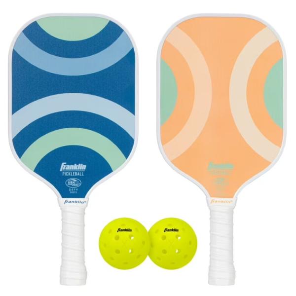 Franklin Sports ポリマーパドル＆X-40屋外用ピックルボールセット。ピックルボールコートでプレーを始めるのに必要なアイテムが揃ったセットです。ブルーのファイバーグラス製ピックルボールパドル2本とX-40ピックルボール2個が付...