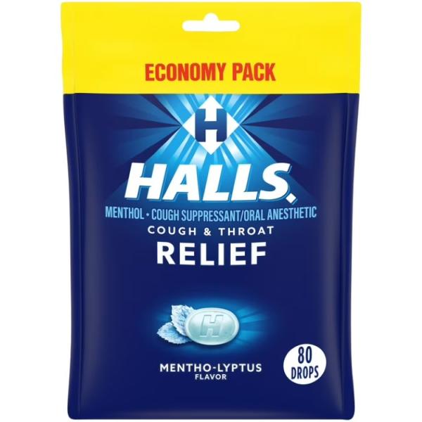メントールとユーカリの爽快な風味が特長の、HALLS（ホールズ）メンソリプタス スロートドロップ。80個入りのエコノミーパックで、清涼感のある味わいが口の中をさっぱりと整えたい時にぴったりです。 1粒あたりメントールを5.4mg配合。すっき...