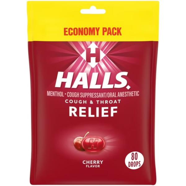 チェリーフレーバーが爽やかなHALLS（ホールズ）リリーフシリーズのスロートドロップ、80個入りパックです。メントールを1粒あたり5.8mg配合し、口の中をすっきりさせたいときや、気分をリフレッシュしたいときにぴったりです。 1粒ずつゆっく...