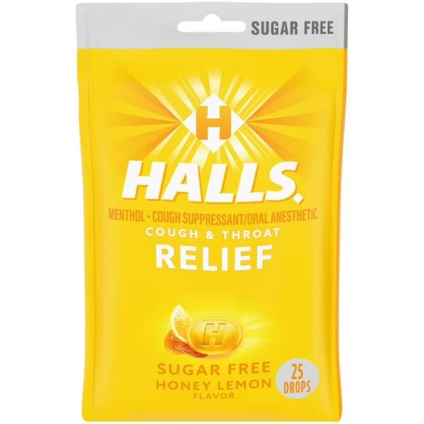 はちみつレモン風味がさわやかな、HALLS（ホールズ）リリーフシリーズのシュガーフリー・スロートドロップ25個入りパックです。メントールを1粒あたり7.6mg配合し、清涼感のある味わいが口の中に広がります。 砂糖を使用していないため、甘さが...