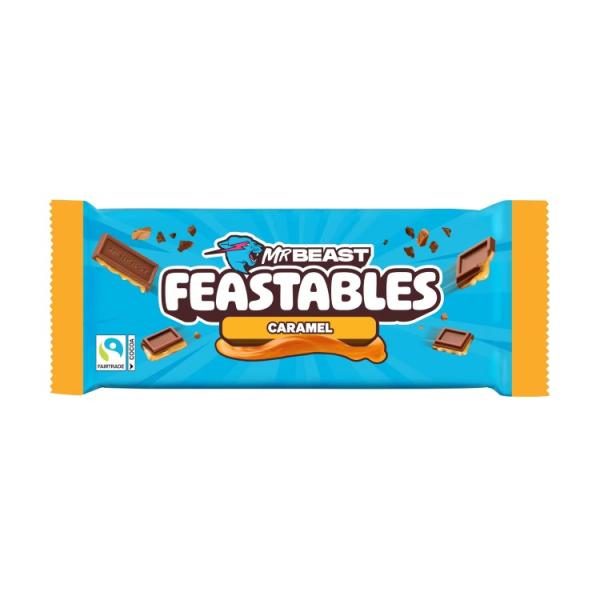 フィースタブルズ ミスタービースト キャラメル ミルクチョコレートバーは、なめらかなミルクチョコレートととろりとしたキャラメルの組み合わせを楽しめるチョコレートバーです。外側のミルクチョコレートと中に入ったキャラメルのコントラストが特長で、...