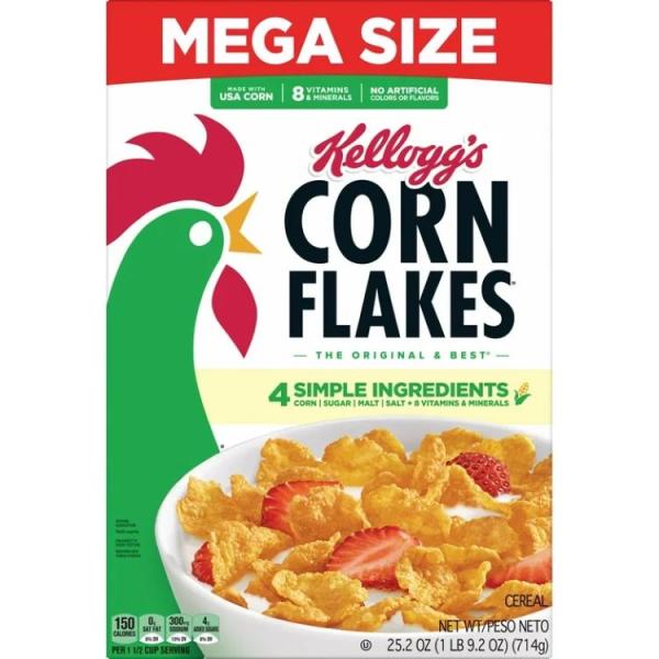 ケロッグのコーンフレーク シリアルで朝を迎えましょう。健康的でおいしい朝食用シリアルで、一日を気持ちよくスタートできます。家族みんなに人気の定番シリアルが 1 箱 (25.2 オンス) 入っています。お子様にも大人にも最適です。ボウルいっぱ...