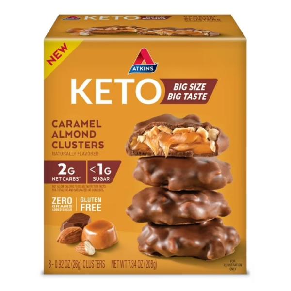 アトキンス ケト キャラメル アーモンド クラスターは、甘いキャラメルと香ばしいアーモンドを、チョコレート風味のコーティングで包み込んだ一口サイズのスナックです。サクッとした食感とコクのある味わいで、コーヒータイムや食後のデザート、小腹満た...