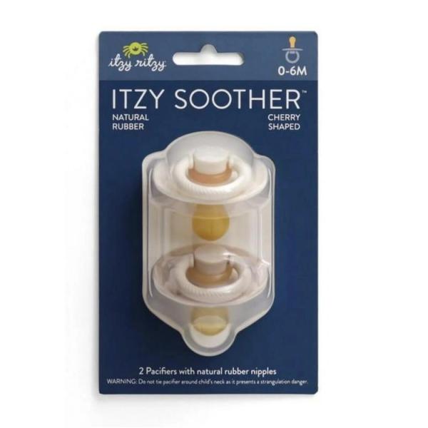 Itzy Ritzy（イッツィーリッツィー）のItzy Soother ナチュラルラバー おしゃぶりは、赤ちゃんにやさしい天然ゴム製。乳首部分は丸みのあるチェリー型で、授乳時の感覚に近づけた設計となっており、赤ちゃんが安心して使える形状です...