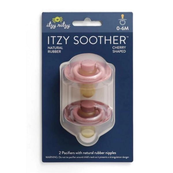 Itzy Ritzy（イッツィーリッツィー）のItzy Soother ナチュラルラバー おしゃぶりは、授乳時の感覚に近いチェリー型の天然ゴムニップルを採用した、やさしい使い心地のおしゃぶりです。ケーブル風のハンドルが付いており、デザイン性...