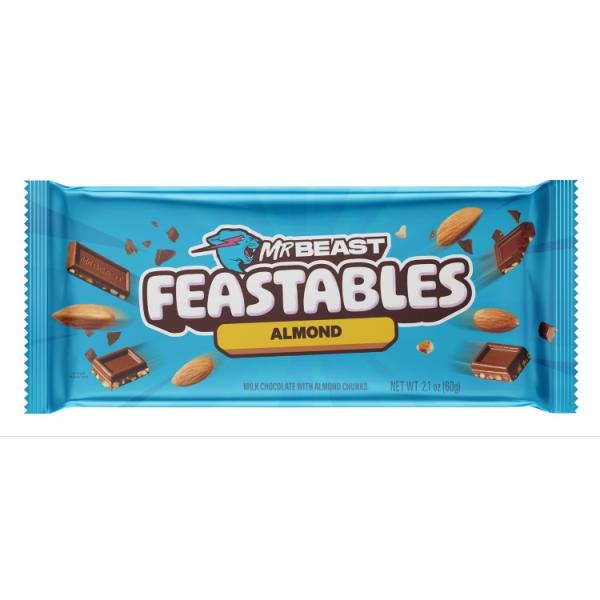 Feastables MrBeast アーモンドチョコレートバーは、香ばしいアーモンドの食感と、濃厚でなめらかなチョコレートが絶妙にマッチした、満足感あふれるチョコレートスナックです。改良されたレシピで、よりおいしく、より贅沢な味わいに仕上...