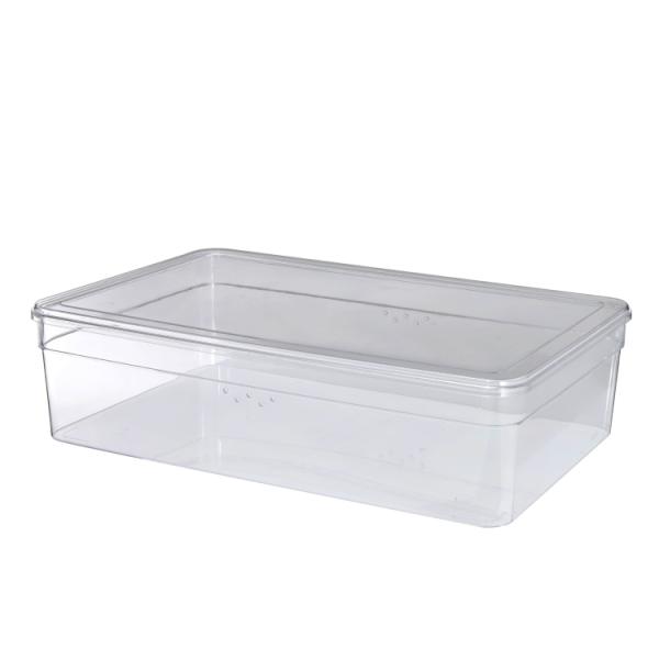 中身が見えやすいクリアプラスチック製です。商品サイズ：約37.5cm（幅）×57.2cm（奥行）×15.2cm（高さ）。容量：27.6L。シューズボックスや収納ボックスとして使える多機能デザイン。積み重ね可能で、クローゼットやベッド下収納に...