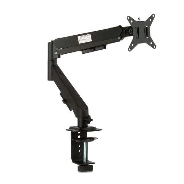 約33-81cmのモニターに対応。耐荷重は約10kg。45°-90°のチルト調整が可能です。VESA 75×75-100×100mm対応。360°フルスイベルで、見やすい角度に調整できます。