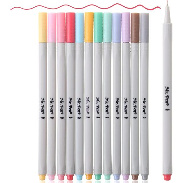 パッケージには、明るいパステルカラーのファインライナーペン 12 本が含まれています。Mr. Pen ファインライナーペンには、滑らかに流れる高品質の水性インクが充填されています。このファインライナーペンセットは、保管しやすいように柔らかい...