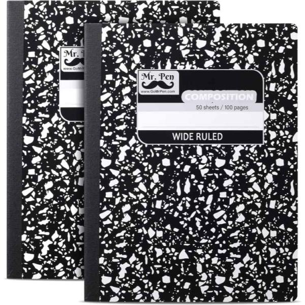 パッケージには、学用品、事務用品、日常使用に最適な 2 冊のノートが含まれています。Mr. Pen 作文ノートのサイズは 9.75 x 7.5 インチで、バックパックに入れて持ち運ぶのに最適です。すべてのページは幅広の罫線が引かれており、行...