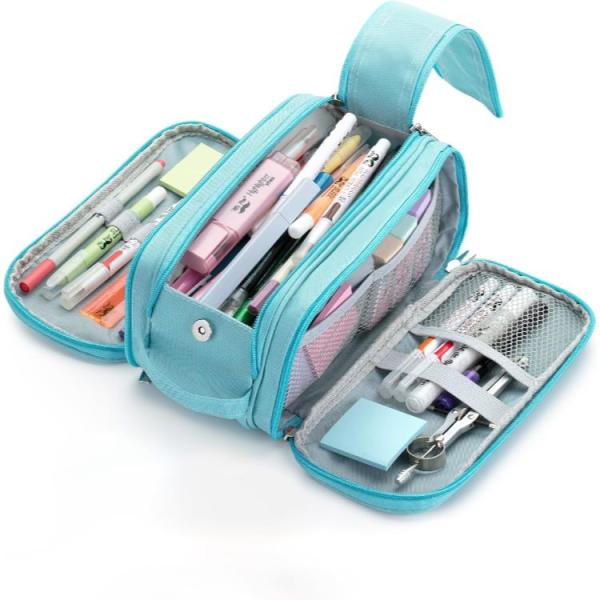 Mr. Pen の大容量ペンケースは、柔らかなブルーの色合いでエレガントにデザインされており、学生にもプロフェッショナルにも適しています。寸法は約10.8インチ x 5.3インチ x 4.8インチで、さまざまな文房具を収納できる十分なスペー...