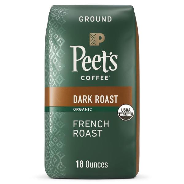 Peet'sオーガニックフレンチローストグラウンド100%アラビカコーヒー18オンス袋1個入り風味と焙煎：ダークロースト。チョコレートトリュフ、スモーク、キャラメル。風味、農園、そして未来への大胆な献身である、丁寧に栽培され、深く焙煎された...