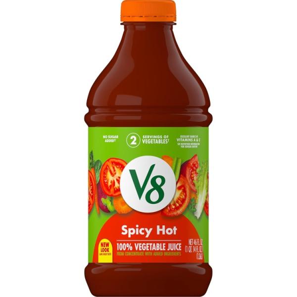 V8スパイシーホット100%野菜ジュース46液量オンスボトル1本濃縮トマトジュースと7種類の野菜ジュースで作られた、他のジュースに代わる満足のいくジュースです。この100%ジュースの8液量オンスには野菜2食分が含まれており、ビタミンAとCの...