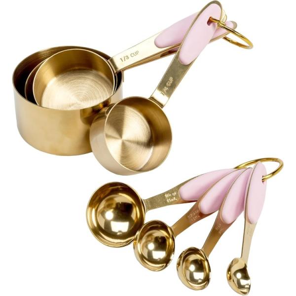 輝き続ける: この計量カップとスプーンのセットは、使うのがもったいないくらい可愛いです。 8 つの必須の計量サイズが含まれています: 1 カップ、1/2 カップ、1/3 カップ、1/4 カップの計量カップと、大さじ 1 杯、小さじ 1 杯、...