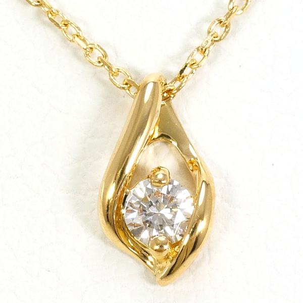 【素材】K18/イエローゴールド【石目】ダイヤモンド 0.05ct【総重量】約0.9g【サイズ】トップ：H約7×W約3mm(トップとチェーン取り外し不可)チェーン全長：約40cm(アジャスター)【付属品】なし【商品の状態】新品仕上げ済み※ご...