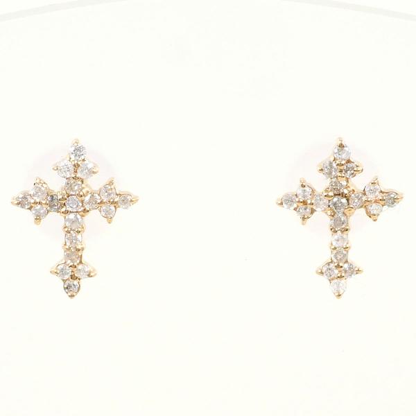 【素材】K14/ピンクゴールド【石目】ダイヤモンド 0.09ct×2【総重量】約0.4g【付属品】なし【商品の状態】新品仕上げ済み十字架（クロス）のモチーフです※ご注文前にご確認ください※・再生ジュエリーの為すべて一点物です。・画面上と実物...