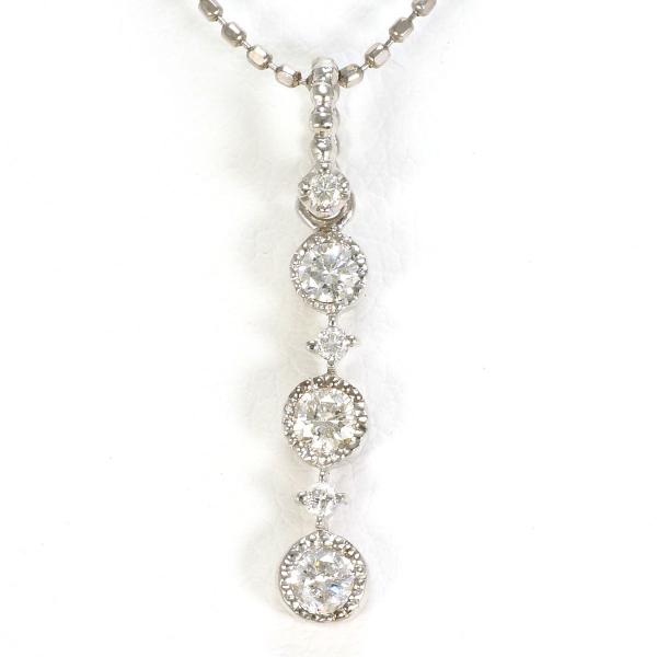 【素材】K10/ホワイトゴールド【石目】ダイヤモンド 0.17ct【総重量】約1.8g【サイズ】トップ：H約22×W約4mm(トップとチェーン取り外し可) チェーン：全長 約40cm (アジャスター4cm)【付属品】なし【商品の状態】新品仕...