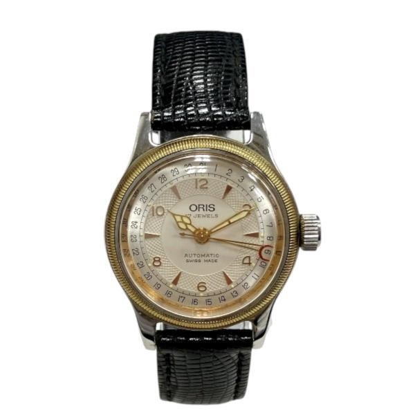 【ブランド】ORIS / オリス【商品名】ビッグクラウン ポインターデイト【型番】SA574【シリアル】S.A.7400【カラー】文字盤：ベージュ、ベルト：ブラック【素材】ケース：SS、ベルト：本革【総重量】約37.5g【サイズ】ケース幅(...