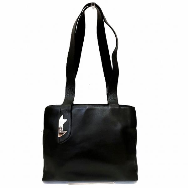 【ブランド】a.testoni / ア・テストーニ【カラー】ブラック【素材】レザー【サイズ】H約24cm×W約30cm×D約9.5cmショルダー：約cm〜70cm【仕様】開閉式：ファスナー内側：ファスナーポケット×3【ランク】B (使用感あ...