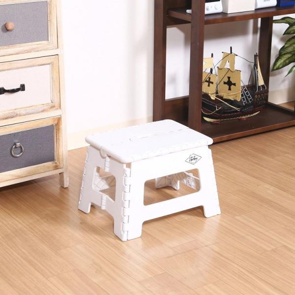 幅32.5cm×奥行25.5cm×高さ22cm ホワイト 踏み台 おしゃれ 折りたたみ スツール スツール