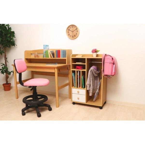 幅58cm×奥行34cm×高さ92cm ナチュラル ランドセルラック おしゃれ ハンガー付き 子供部屋収納 キッズラック