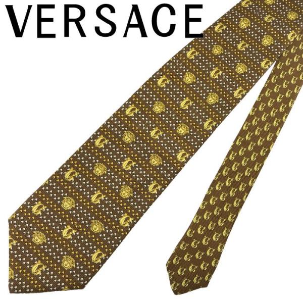 ■ブランド名VERSACE ヴェルサーチェ■カテゴリ＜中古品＞ネクタイ■対象メンズ　レディース■素材シルク100%■カラーゴールド×ブラウン■サイズ全長 約145cm 、剣先幅 約9.5cm■付属品無し▼商品説明ほとんど使用感の無い美品です...