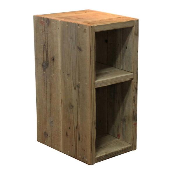 【素材・生産】OLD ASHIBA（足場板古材）※実際に建築現場で使用された無垢の杉足場板です。本社広島県廿日市市の工場で一つ一つ手作業で選別→水洗い→天日乾燥→研磨→製作→出荷を行っています。【組み立て】組み立て不要の完成品