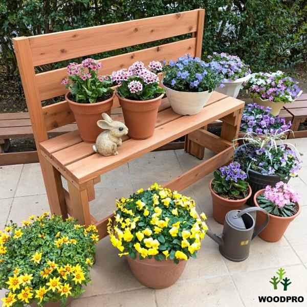 【商品説明】ベンチのようなカタチのプランター台 + 専用フェンス セットです。木製フェンスがお花の背面にくるので、お庭やベランダの背景に影響をうけにくく、お花を華やかに撮影することができます。【素材・生産】◇国産杉本社広島県廿日市市の自社工...
