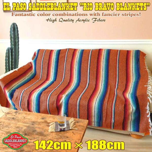 ★アメリカのテキサス州エルパソにあるエルパソサドルブランケットの大人気ブランケット！ネイティブアメリカンに伝わる伝統のデザインを再現したこだわりのネイティブ柄リオブラボーブランケット!!★大人気のダイヤモンドセンターブランケットよりやや生地...