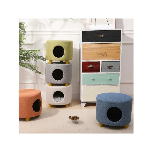 商品内容：スツール型ペットハウス・クッション本体サイズ：(約)幅35×高さ29cm重量：(約)2.6kg耐荷重：(約)75kg素材：コットンリネン・パイン材・ポプラ合板○使用上の注意事項○※改造/本来の目的以外/強い衝撃などはお控え下さい。...