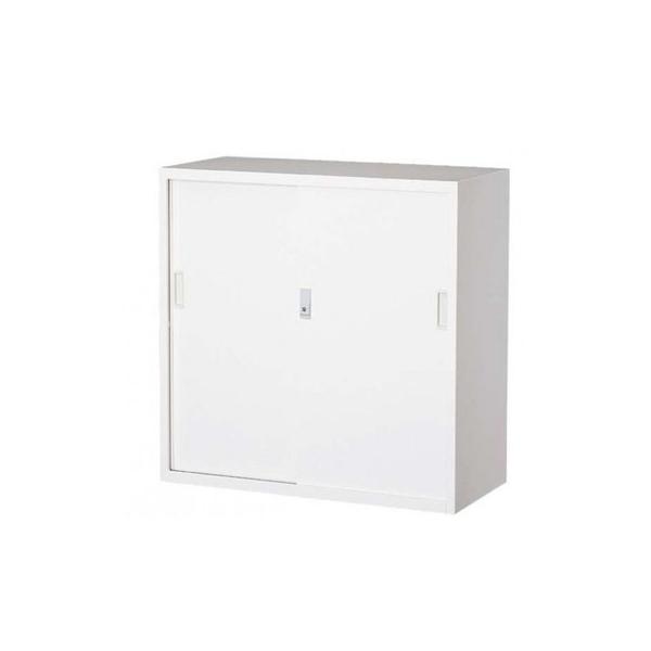 完成品 書庫 書棚 本棚 書類 a4 鍵付き 資料 可動棚 収納 スチール キャビネット 3段 扉付き スライド 引き違い 引き戸 ロータイプ 低い ファイルラック 保管庫 整理 オフィス 下置き 安い 天板 ブックシェルフ 幅88 奥行4...