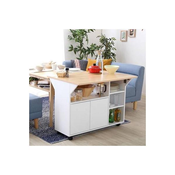 ダイニングテーブル 2人用 キッチンカウンター デスク バタフライ ワゴン 作業台 調理台 おしゃれ 北欧 伸長式 伸縮式 伸びる 折りたたみ 収納 コンパクト 小さめ キャスター 移動式 対面式 両面収納 幅90 一人暮らし 白 食器棚 ...