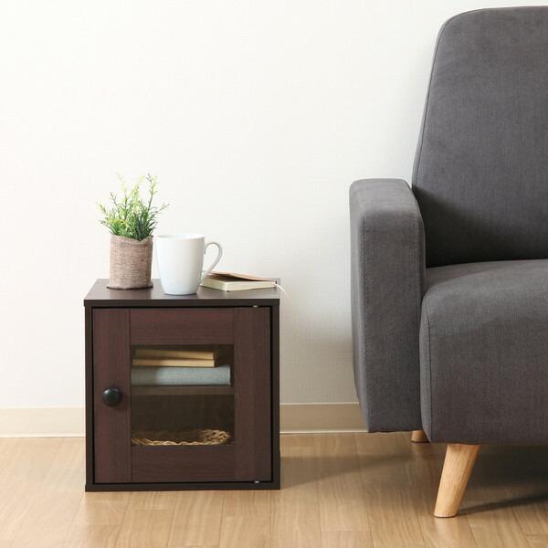 ミニ食器棚 ガラス扉付き 本棚 2段 おしゃれ 安い キッチン ラック 木製 カウンター上 収納 卓上 カラーボックス カップボード 薄型 薄い ロータイプ 低い コンパクト 小さい 小型 スリム 省スペース 一人暮らし ウォールナット ブ...