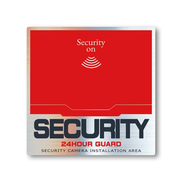 ■サイズ：70mm×70mm×0.34mm■「安心デザイン」素材・耐久性・防犯性を追及した『最新セキュリティステッカー』。 金属ステッカー(アルミ蒸着素材)で丈夫で高吸着ではがれにくく、金属感と高級感を強調する仕上がり。横方向に金属質のライ...