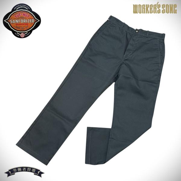 “ストリートで生きるタフさを、ワークの血統で。”TUF-NUTが手がける、タフでクリーンなT/Cワークトラウザース。工場から街角へ。タフさと自由、そのどちらも譲らない。<商品説明>Lot No. TN42300 / TUF-NU...