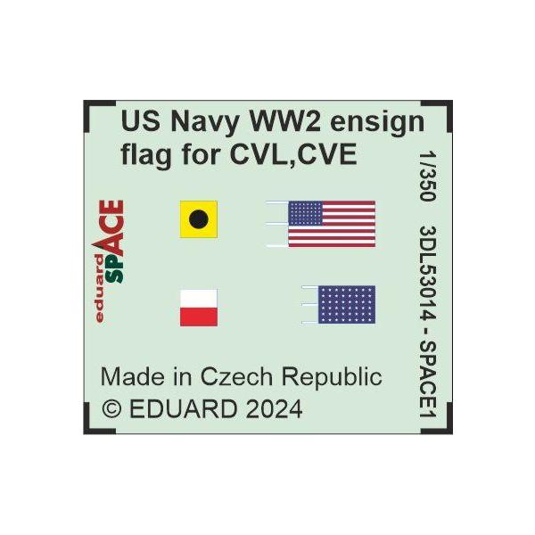 メーカー：エデュアルド縮尺：1/350商品コード：EDU3DL53014商品名：1/350 US Navy WW2 ensign flag for CVL, CVE, CL &amp; DD SPACEデカール