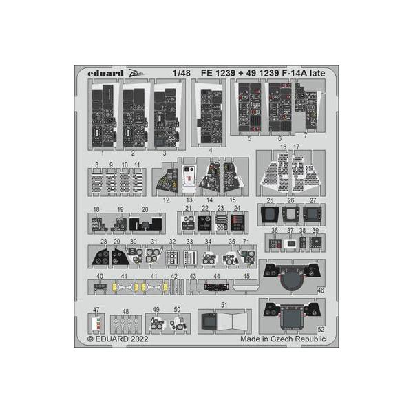 商品名： F-14A トムキャット後期 1/48用エッチングパーツ商品コード：EDU491239縮尺：1/48メーカー：エデュアルド推奨キット：タミヤ＊本体キットが必要です。